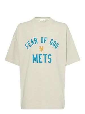 Fear Of God Fog X Essentials X Mlb Mets 90's Fit Crewneck Cotton-jersey T-shirt - Heather Stone