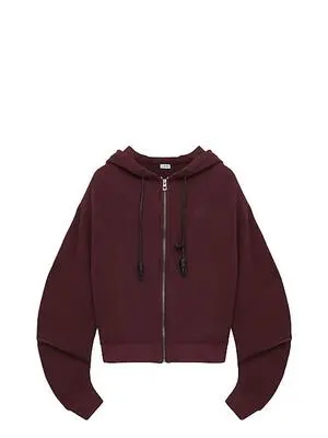 Loewe Cotton-blend Fleece Zip-up Hoody - Dark Burgundy