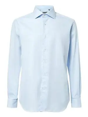 Corneliani Regular-fit Wrinkle-free Cotton Shirt - Sky Blue