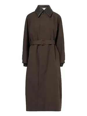 Bottega Veneta Intrecciato-collar Belted Cotton Trench Coat - Deep Moss