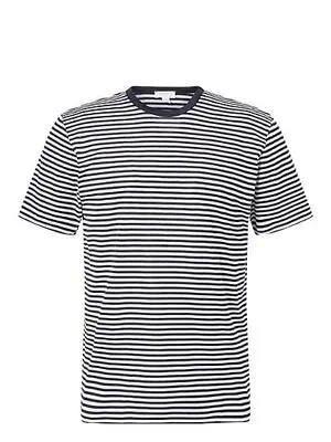 Sunspel Striped Crewneck Cotton T-shirt Xxl - White/navy