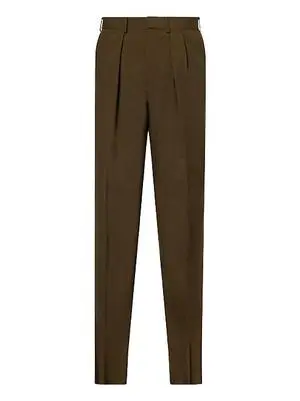 TOM FORD Pleated Wide-leg Wool-blend Trousers - Green Wood
