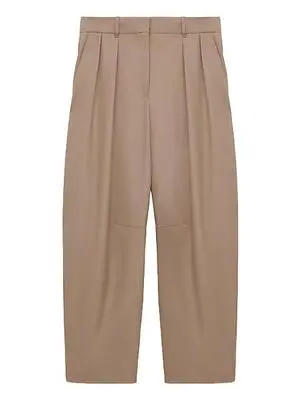 Loewe Pleated Barrel Wool Blend Trousers - Sand