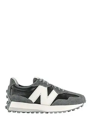 NEW BALANCE 327 Suede And Leather Trainers - Black Metallic White