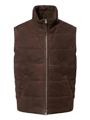 TOM FORD Stand-collar Lightfill Leather Gilet - Chocolate Torte