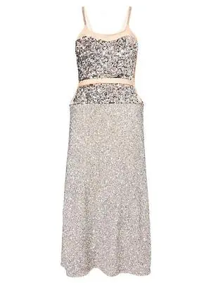 Rabanne Scoop-neck Sequin Embellished Midi Dress - Silver Peach