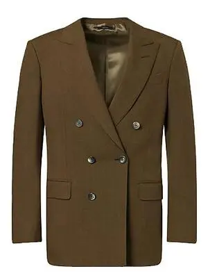 TOM FORD Peak-lapels Regular-fit Wool, Cashmere And Silk Blazer - Green Wood