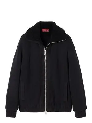 Gucci Woven Stitch Knit Wool Cardigan - Black