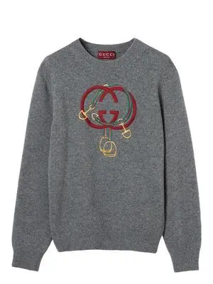 Gucci Knit Wool Sweater With Embroidery - Black
