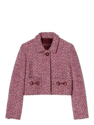 Gucci Tweed Jacket With Horsebit Detail - Red