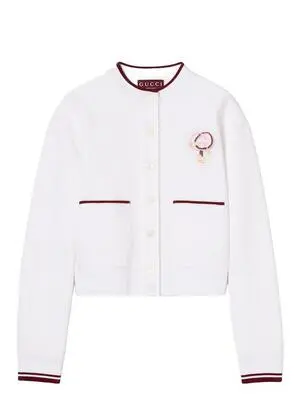 Gucci Cotton Jersey Cardigan With Embroidery - White