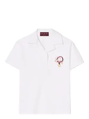 Gucci Cotton Piquet Polo Shirt With Embroidery - White