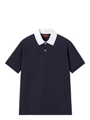 Gucci Stretch Cotton Piquet Polo Shirt - Blue