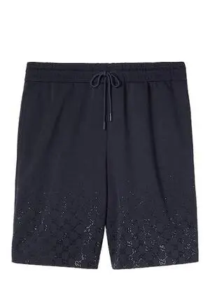 Gucci Technical Jersey Shorts With Gg Crystals - Blue