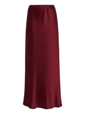 LESET Barb Satin Maxi Skirt - Burgundy