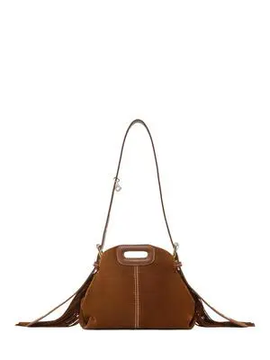 Maje Leather Topstitched Suede Miss M Mini Bag - Brown