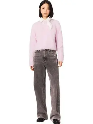 Maje Polyamide Sweater With Jewel Collar - Pink