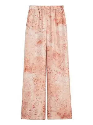 Max Mara Wide-fit Printed Silk Trousers - Pink