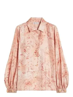 Max Mara Printed Silk Twill Shirt - Pink