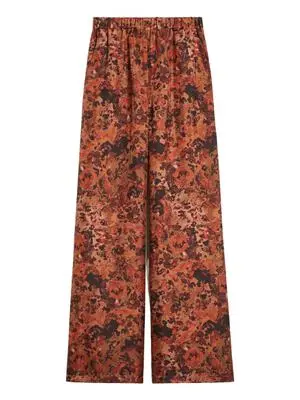 Max Mara Printed Wide-fit Silk Trousers - Terra Cotta
