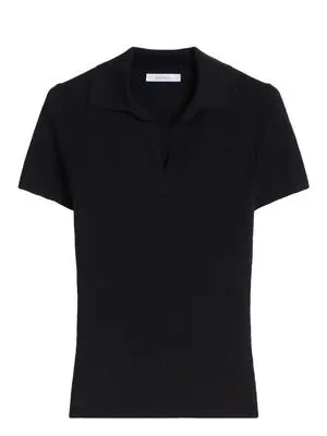 Max Mara Rib-knit Wool Polo Shirt - Ultramarine
