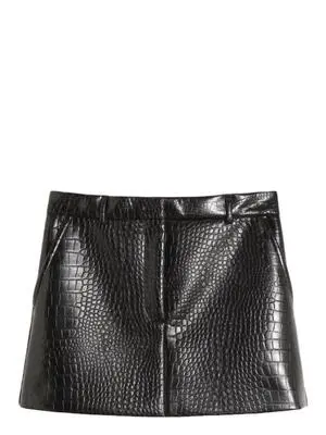 Max Mara Alligator-effect Patent Leather Mini Skirt - Black
