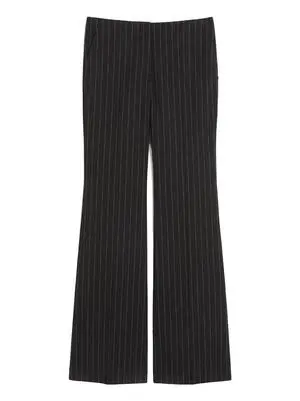 Max Mara Flared Pinstripe Wool Trousers - Black