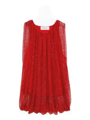 Max Mara Mesh Top With Crystals - Red