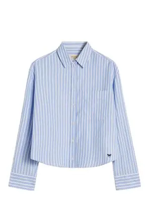 Max Mara Striped Cotton Oxford Shirt - Light Blue