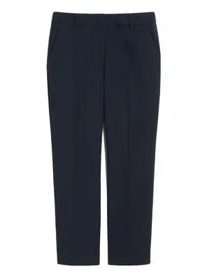Max Mara Stretch Cotton Cigarette Trousers - Navy