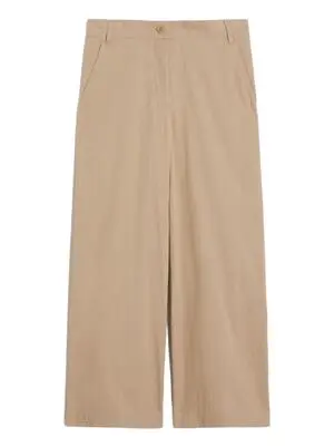 Max Mara Washed Gabardine Wide-leg Trousers - Hazelnut Brown