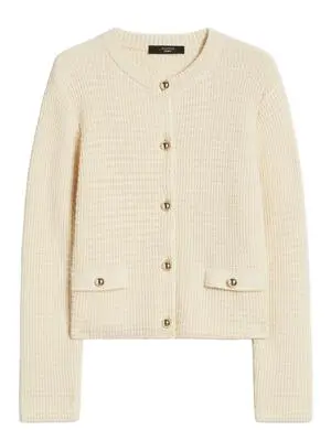Max Mara Cropped Links-stitch Cotton Cardigan - Ecru