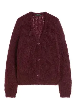 Max Mara Oversized Mohair Cardigan - Bordeaux
