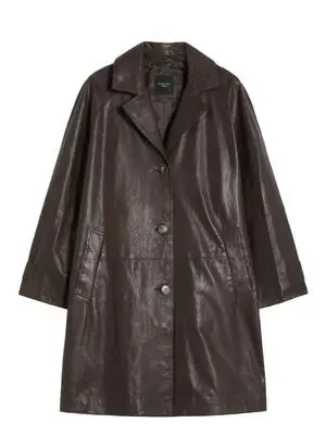 MAX MARA Nappa Leather Midi Overcoat