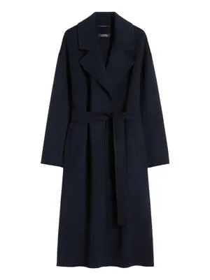 Max Mara Long Wool Broadcloth Coat - Midnightblue