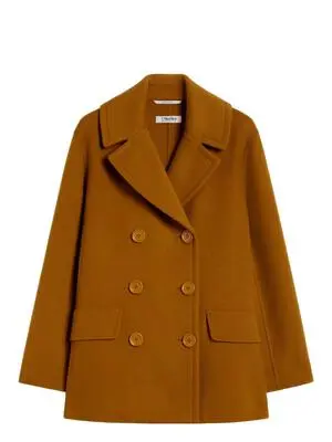 Max Mara Wool Broadcloth Pea Coat - Mustard