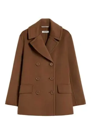 Max Mara Wool Broadcloth Pea Coat - Tobacco