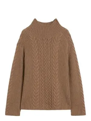 Max Mara Cable-knit Wool And Cashmere Sweater - Mud