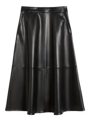 Max Mara Coated Jersey Flared Skirt - Black