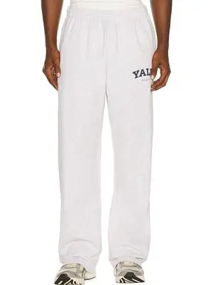SPORTY & RICH Yale Classic Wide Sweatpant In Grey - Heather Grey