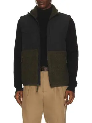 Polo Ralph Lauren Bonded Hi-pile Full Zip Hybrid Vest - Olive & Black