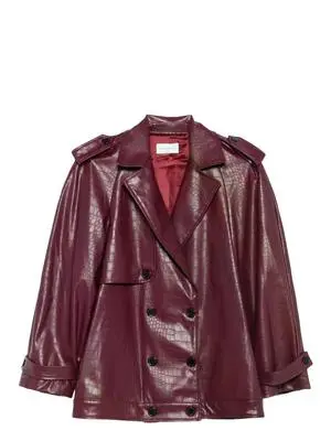 THE NINA STUDIO Crocodile-effect Double-breasted Jacket - Red