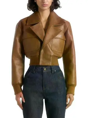 Manière De Voir Lapel Bomber Jacket - Brown