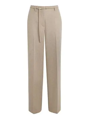 Lafayette 148 New York Wool-cashmere Belted Trousers - Grey