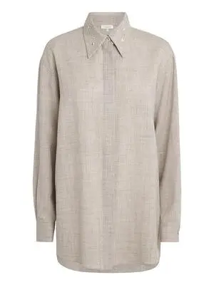 Lafayette 148 New York Wool-silk-linen Embellished Shirt - Beige