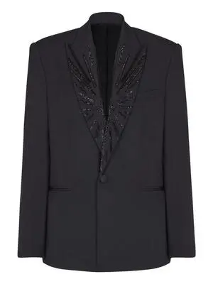 Balmain Wool Embellished Blazer - Black