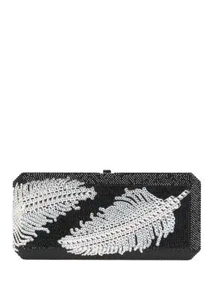 Judith Leiber Crystal Plume Slim Rectangle Clutch - Black