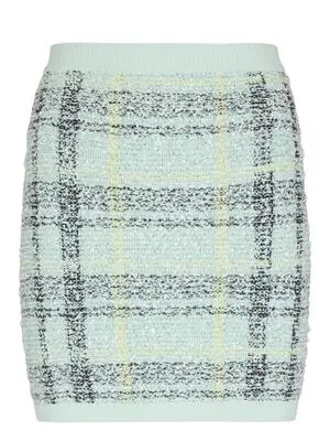 Balmain Embellished Tweed Plaid Mini Skirt - Green