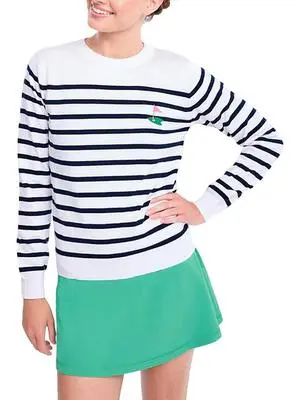 AME & LULU Club Sport Pullover Sweater - Navy Fairway Stripes
