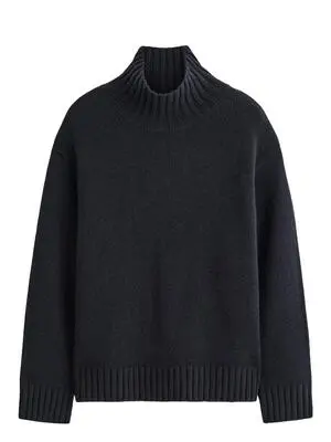 Cos Chunky Cashmere Mock-neck Sweater - Navy